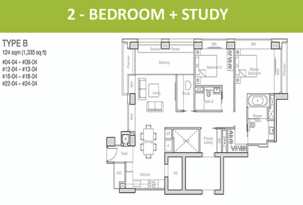 Type 1 Bedroom 2 bedrooms 3 bedrooms 4 bedrooms Penthouse